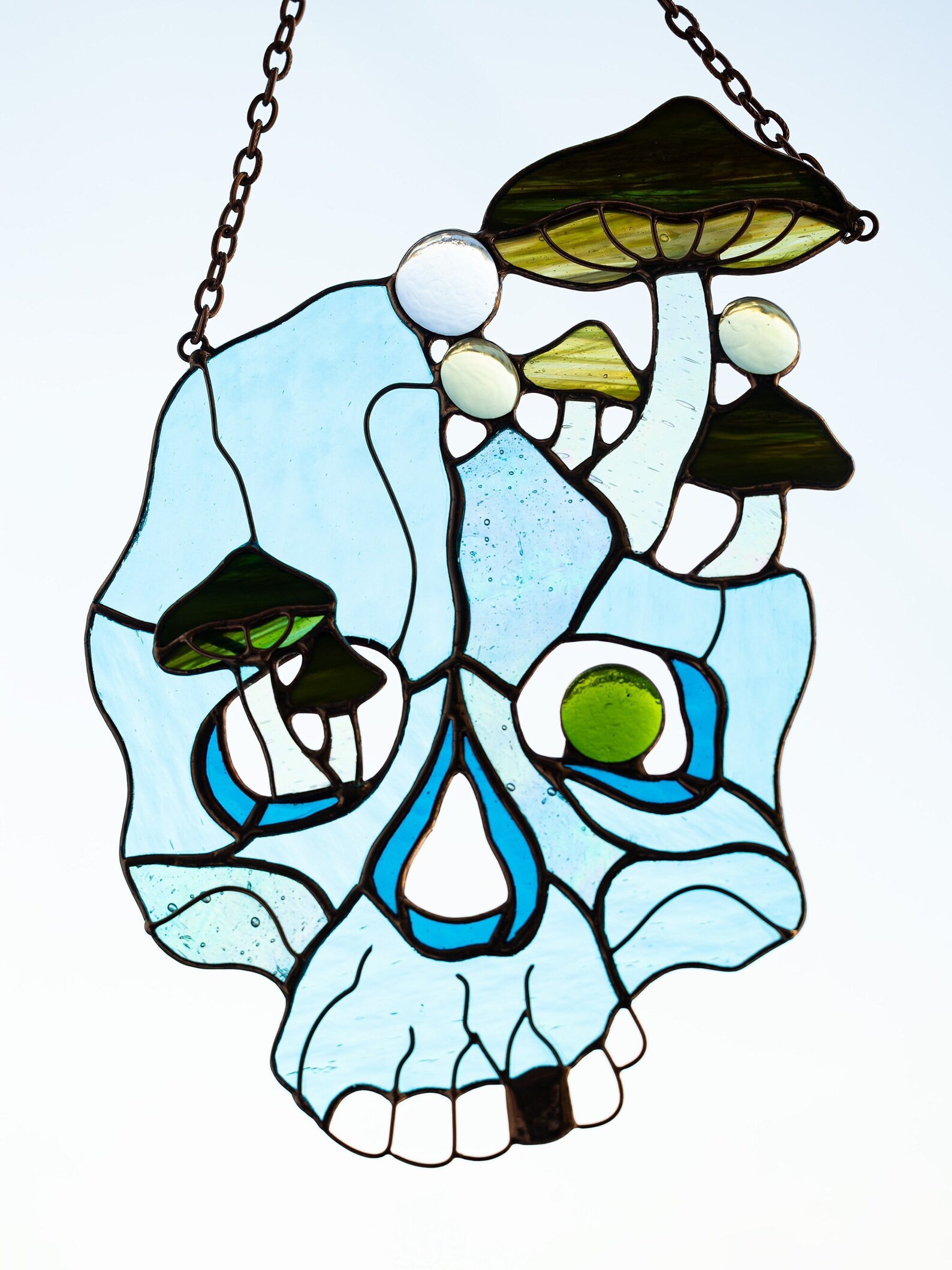 Gothic Suncatcher Skull Amanita Stained Glass Horror Picture Home Decor ...