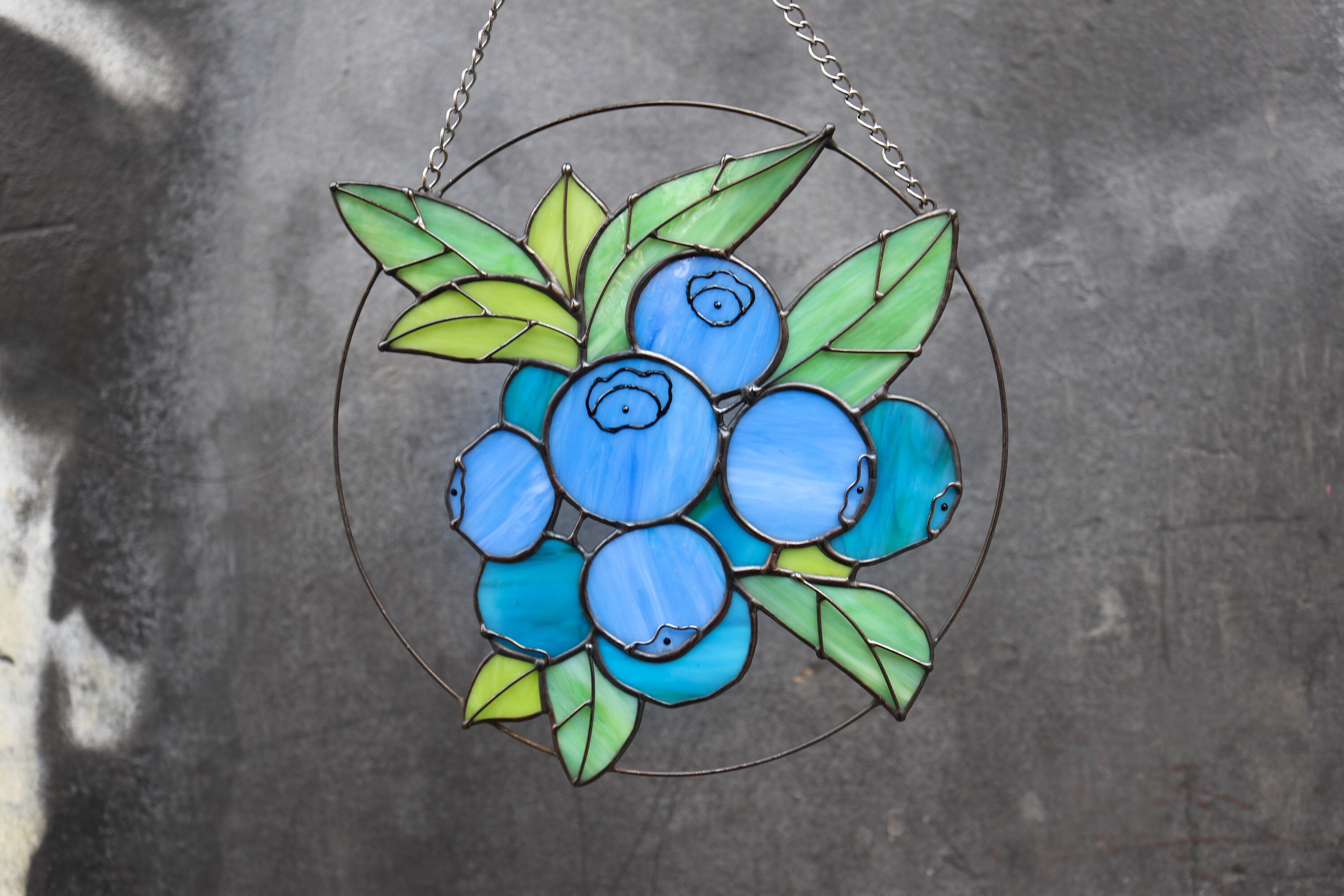 Blueberry Blue Suncatcher. Stained Glass Home Decor Panel - Etsy