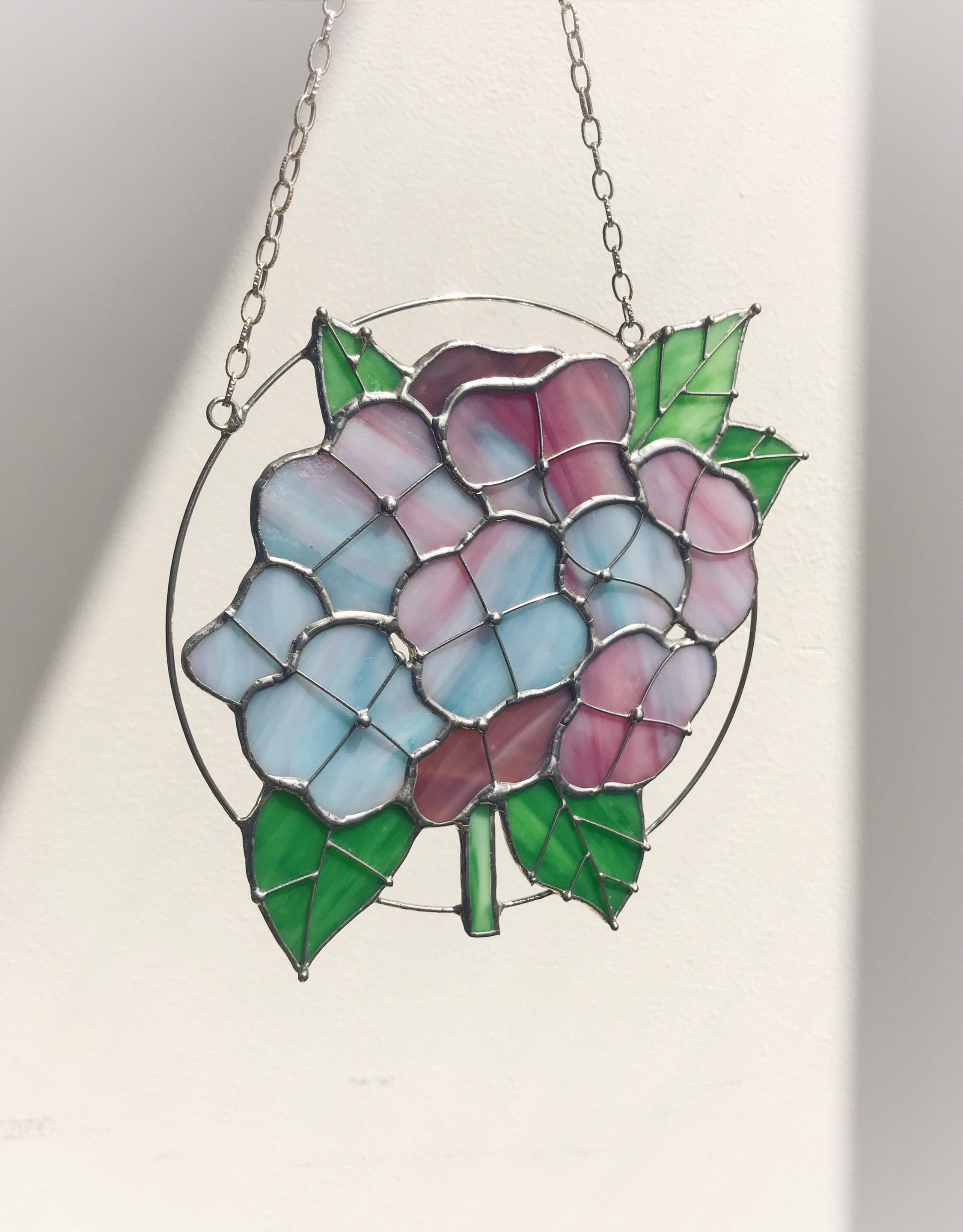Purple Blue Flower Suncatcher Hydrangea. Stained Glass Home - Etsy