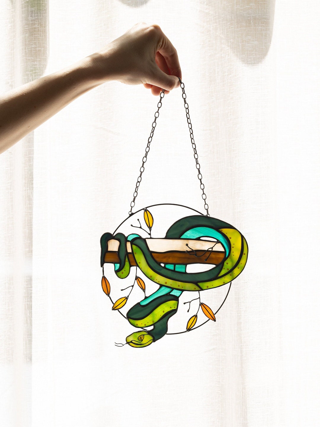 Stained Glass Art Suncatcher Viper. Animal Snake Serpent Home - Etsy