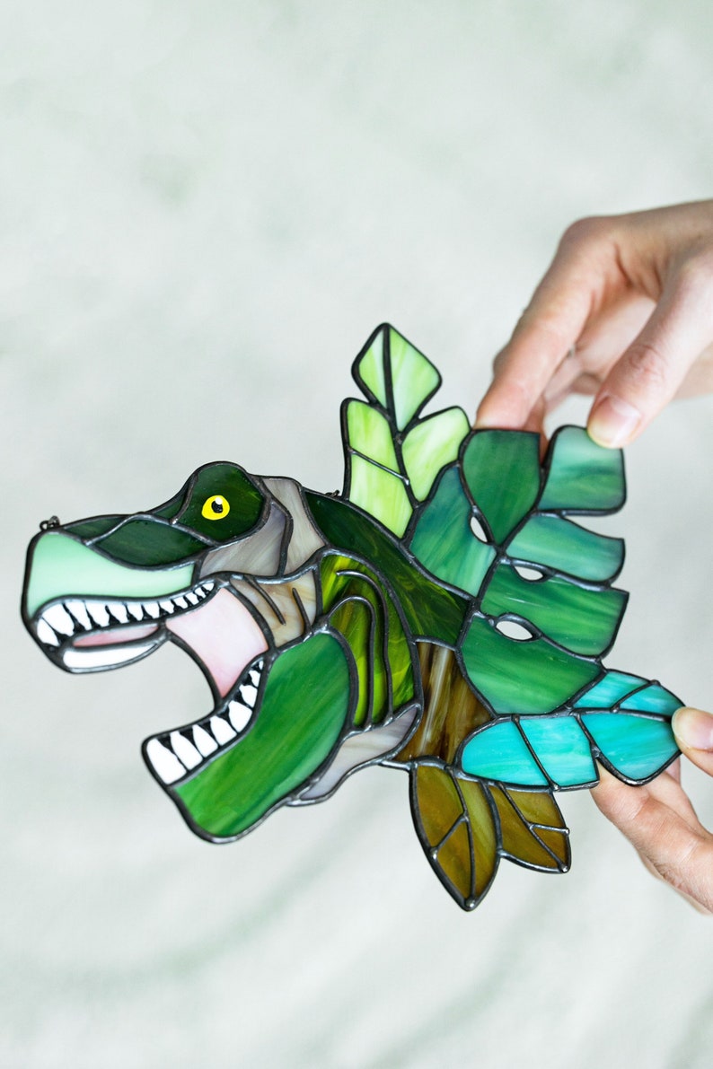 Kid's Room Art Decor Tyrannosaurus Dinosaur Suncatcher | Stained Glass ...