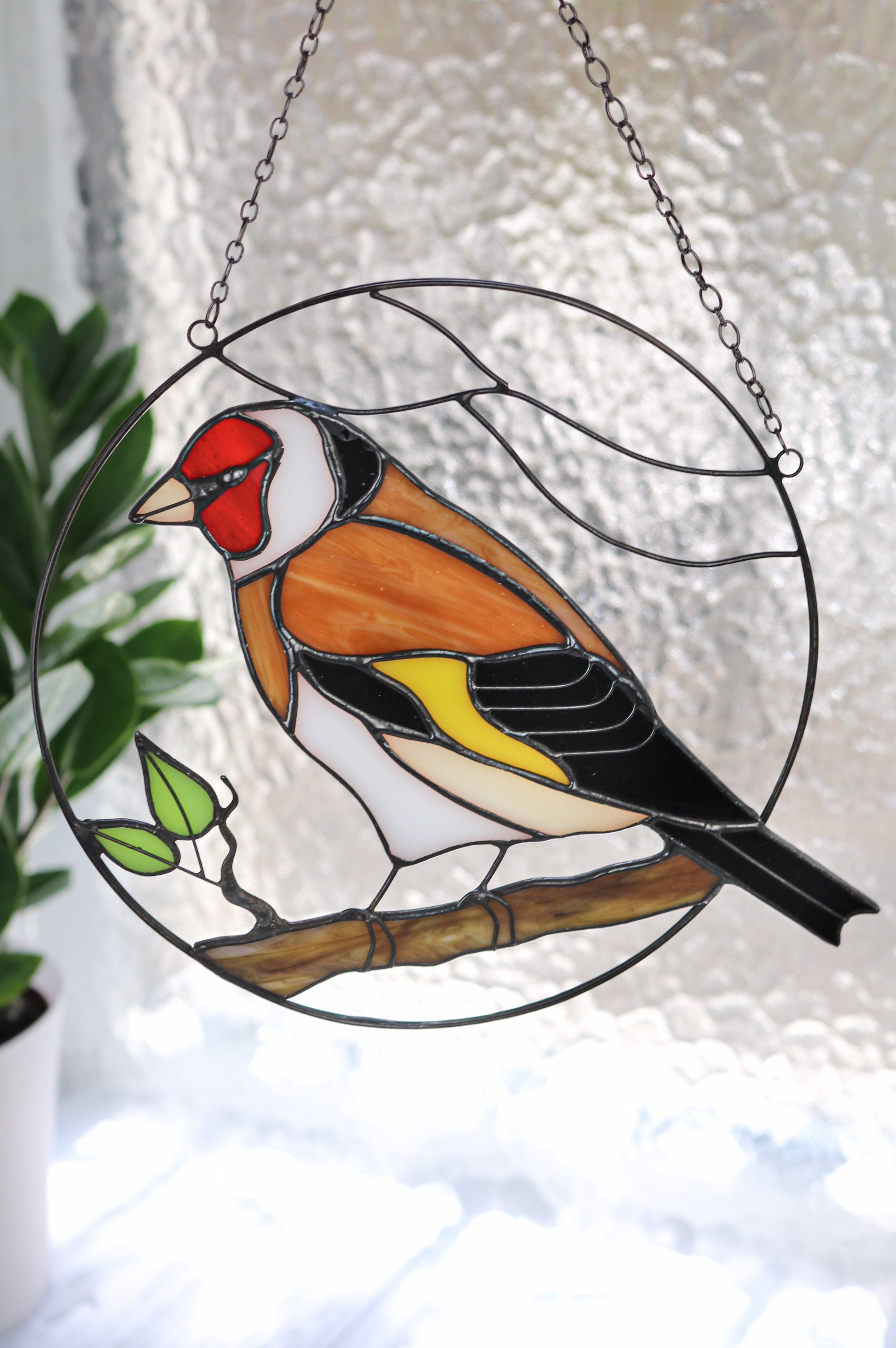 Stain Glass Suncatcher Bird Finch Chaffinch Home House Decor. | Etsy