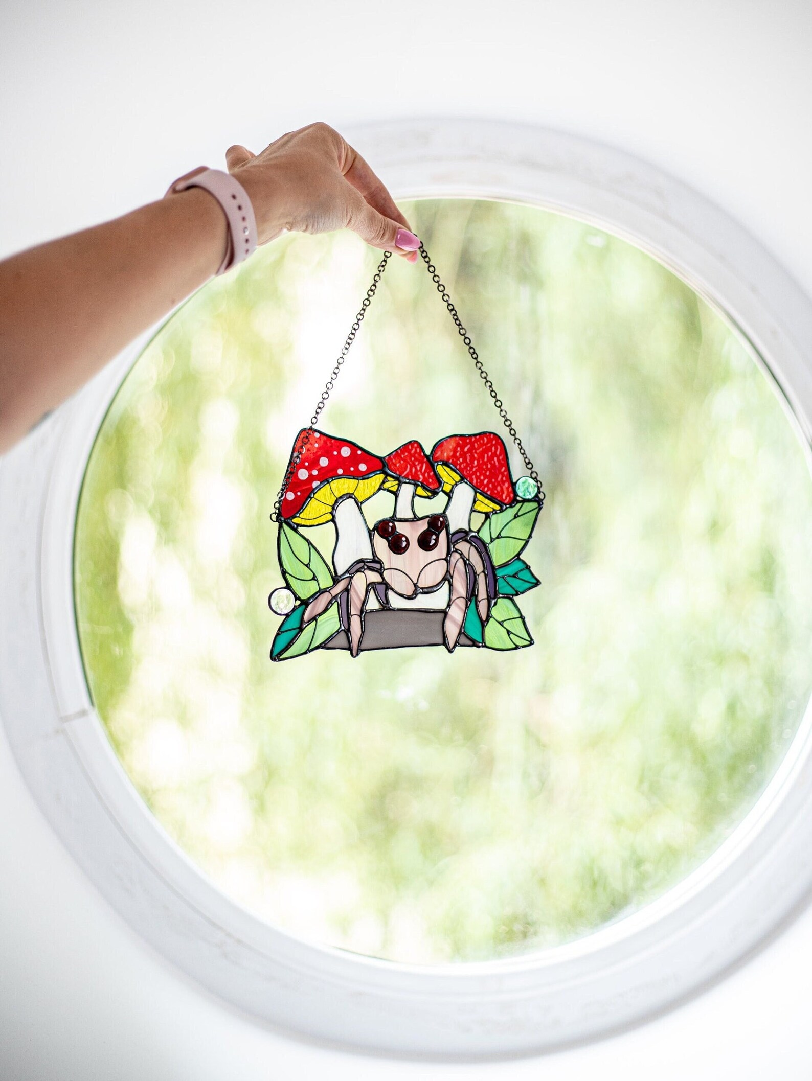 Suncatcher Bird Eater Fly Agaric Stain Glass Amanita Horror Picture ...