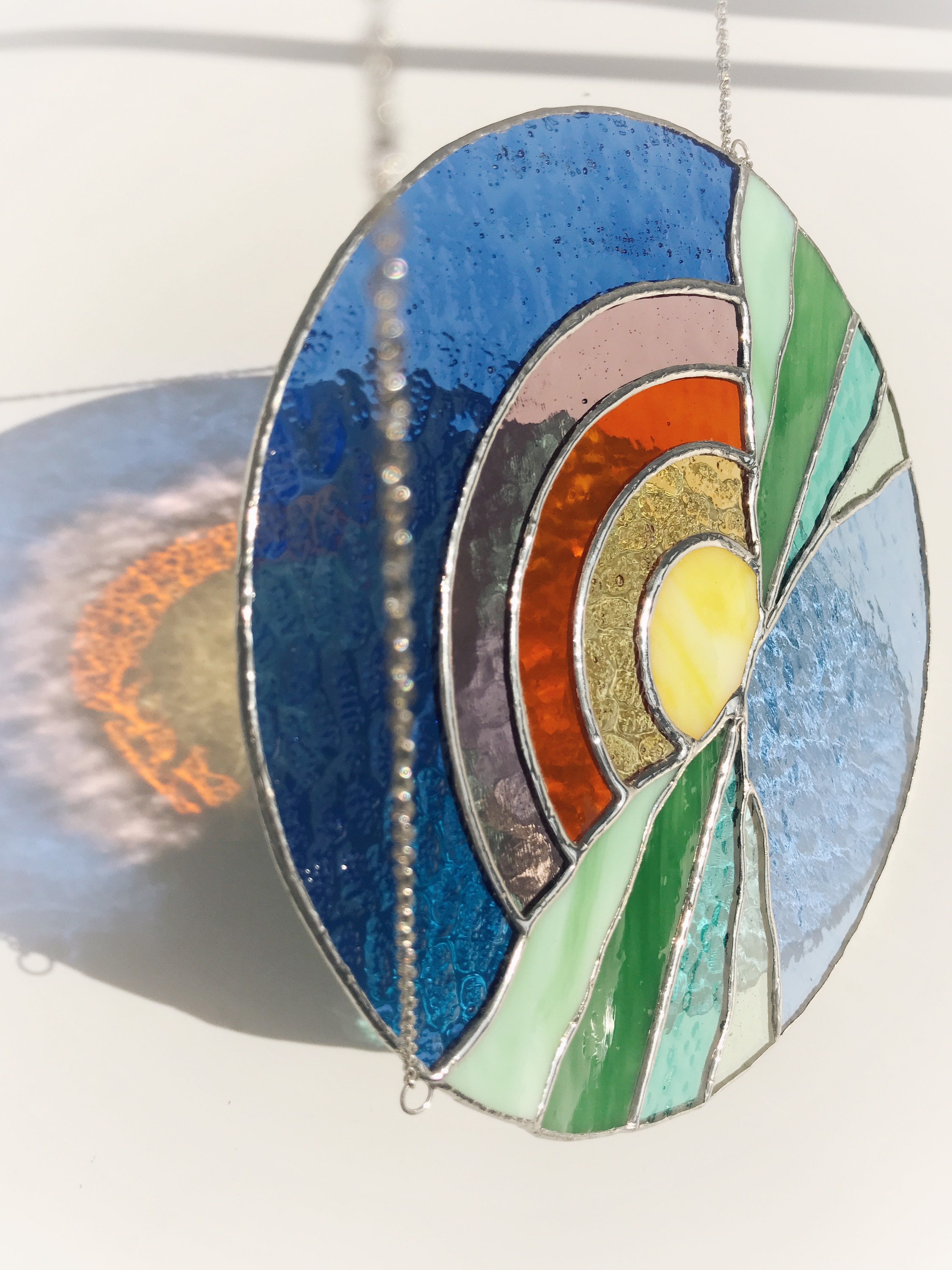 Suncatcher Sunset Stain Glass Picture Home House Decor Panel Garden ...