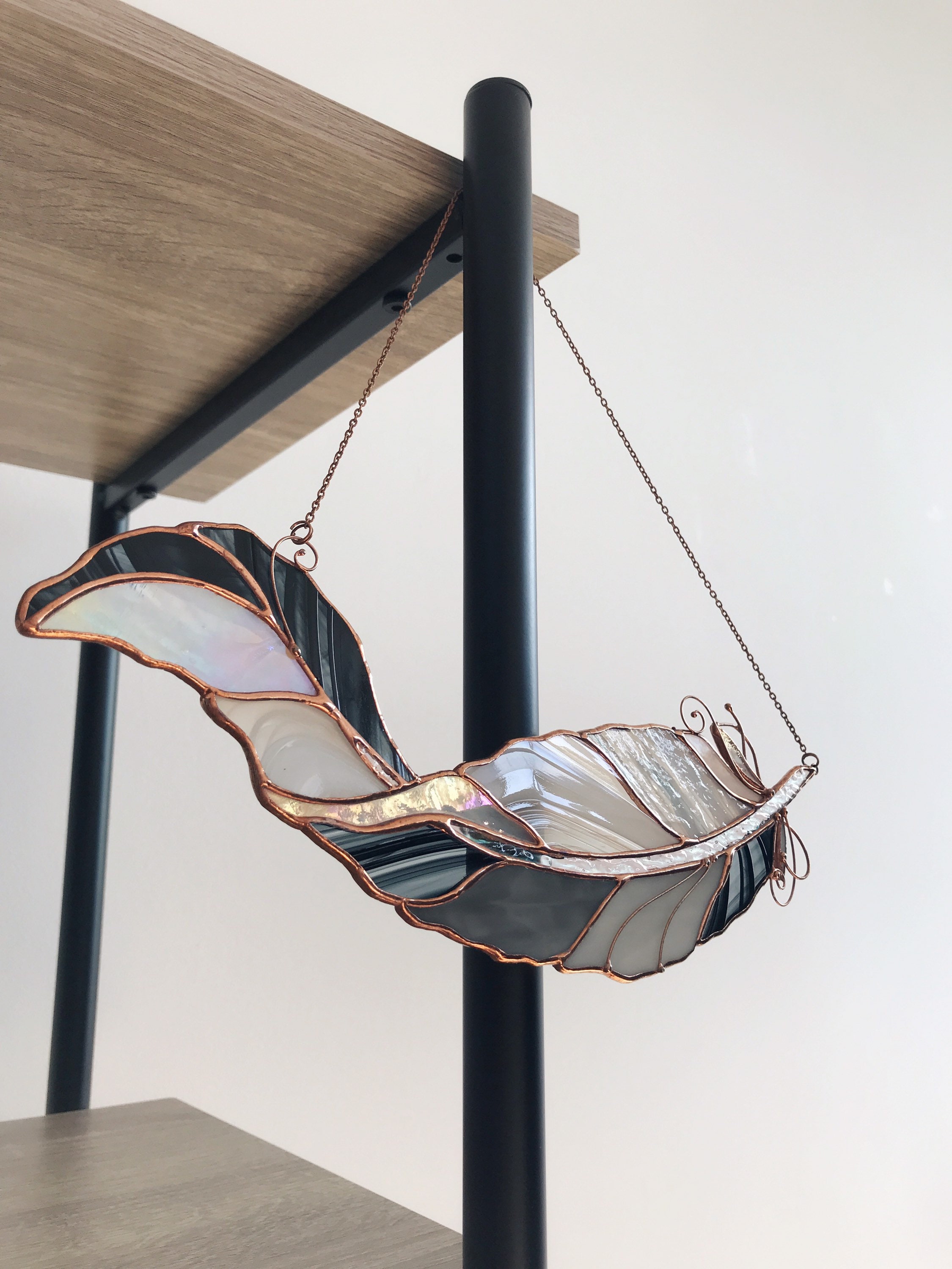 Gray Wall Hangings Feathers Light Cling Pendant Plumage | Etsy