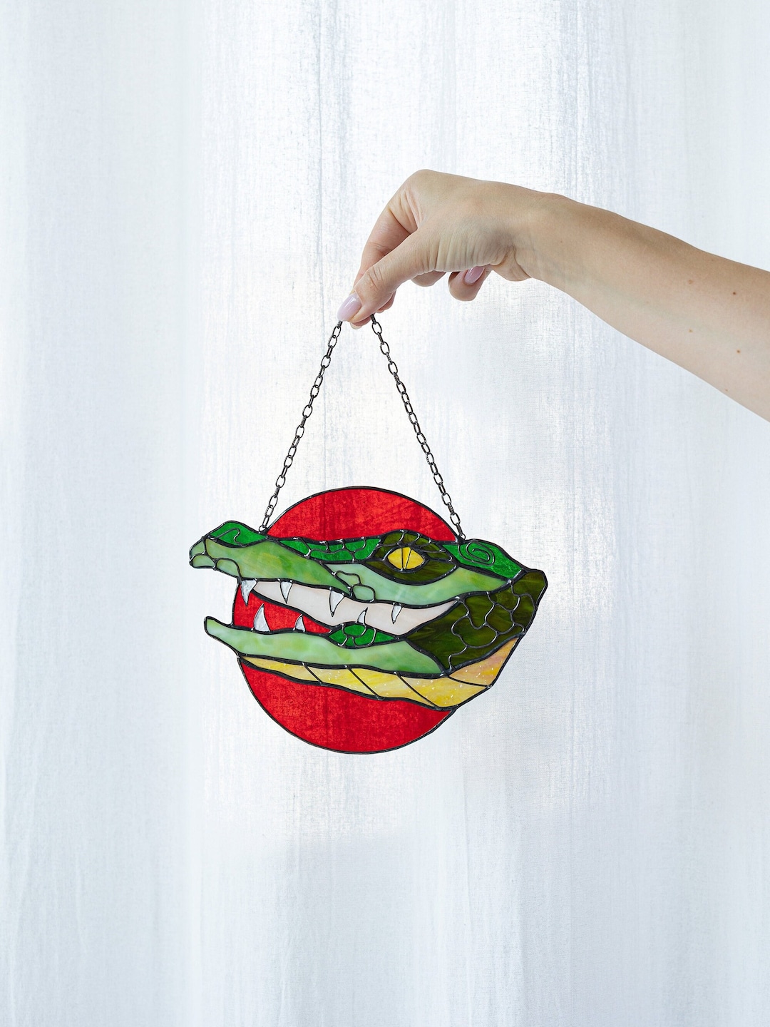 Stained Glass Suncatcher Crocodile. Alligator Animal. Home House. Wall ...