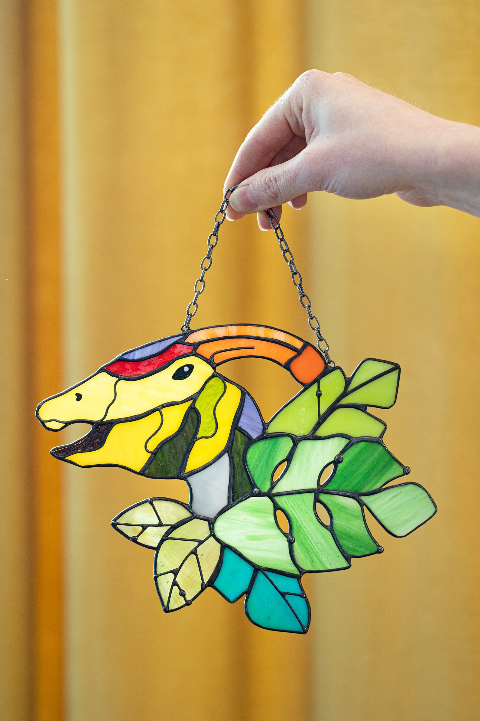 Suncatcher Dinosaur Parasaurolophus Stained Glass Nature - Etsy