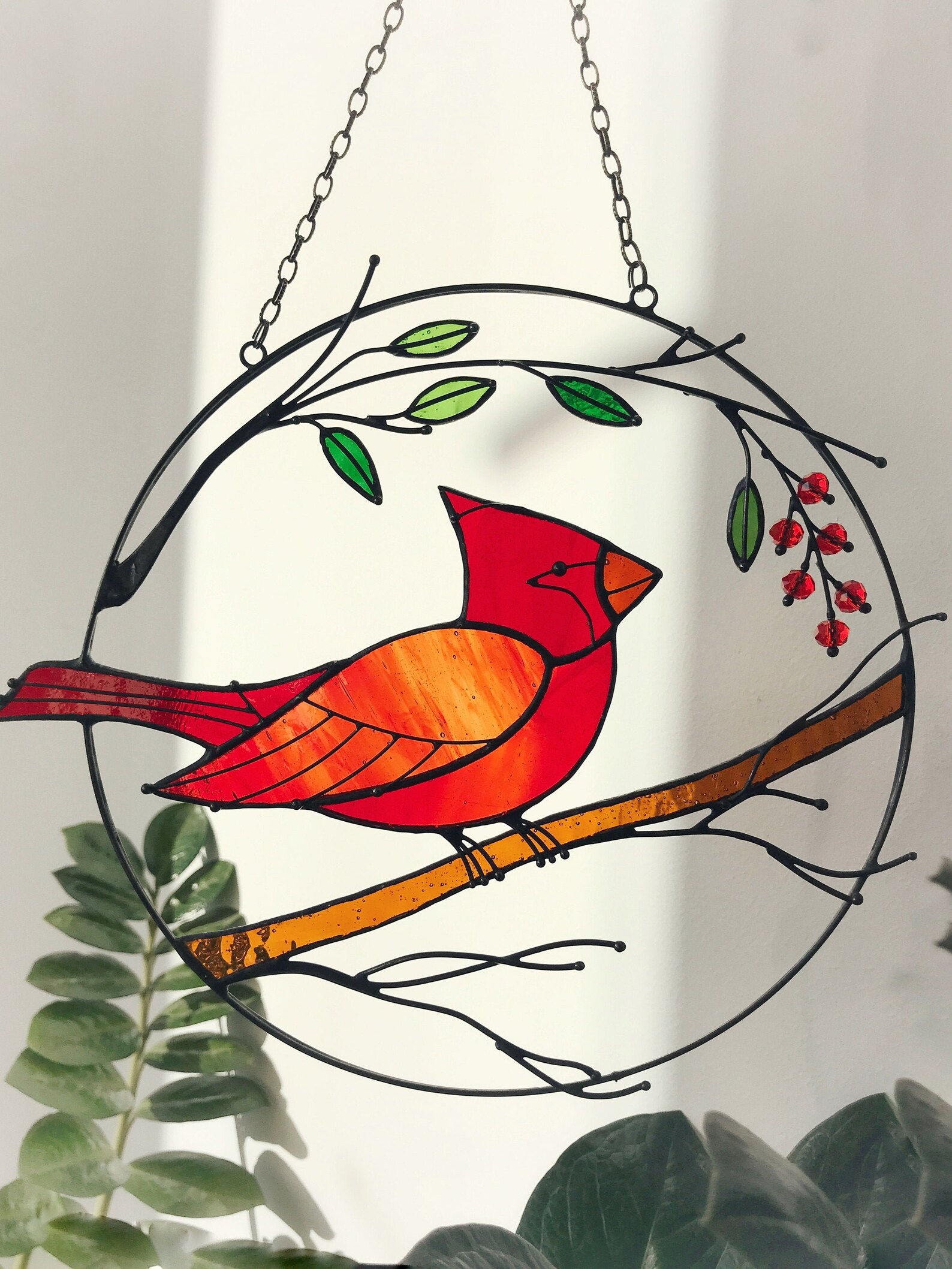 Red Cardinal Bird Suncatcher Home Decor Panel Nature Ornament - Etsy