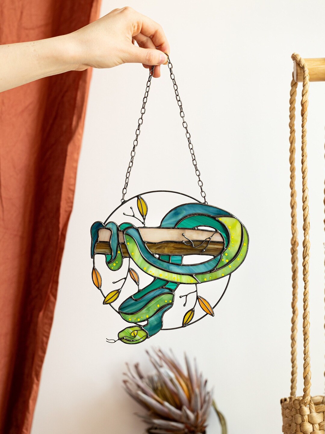 Stained Glass Art Suncatcher Viper. Animal Snake Serpent Home Asp. Wall ...