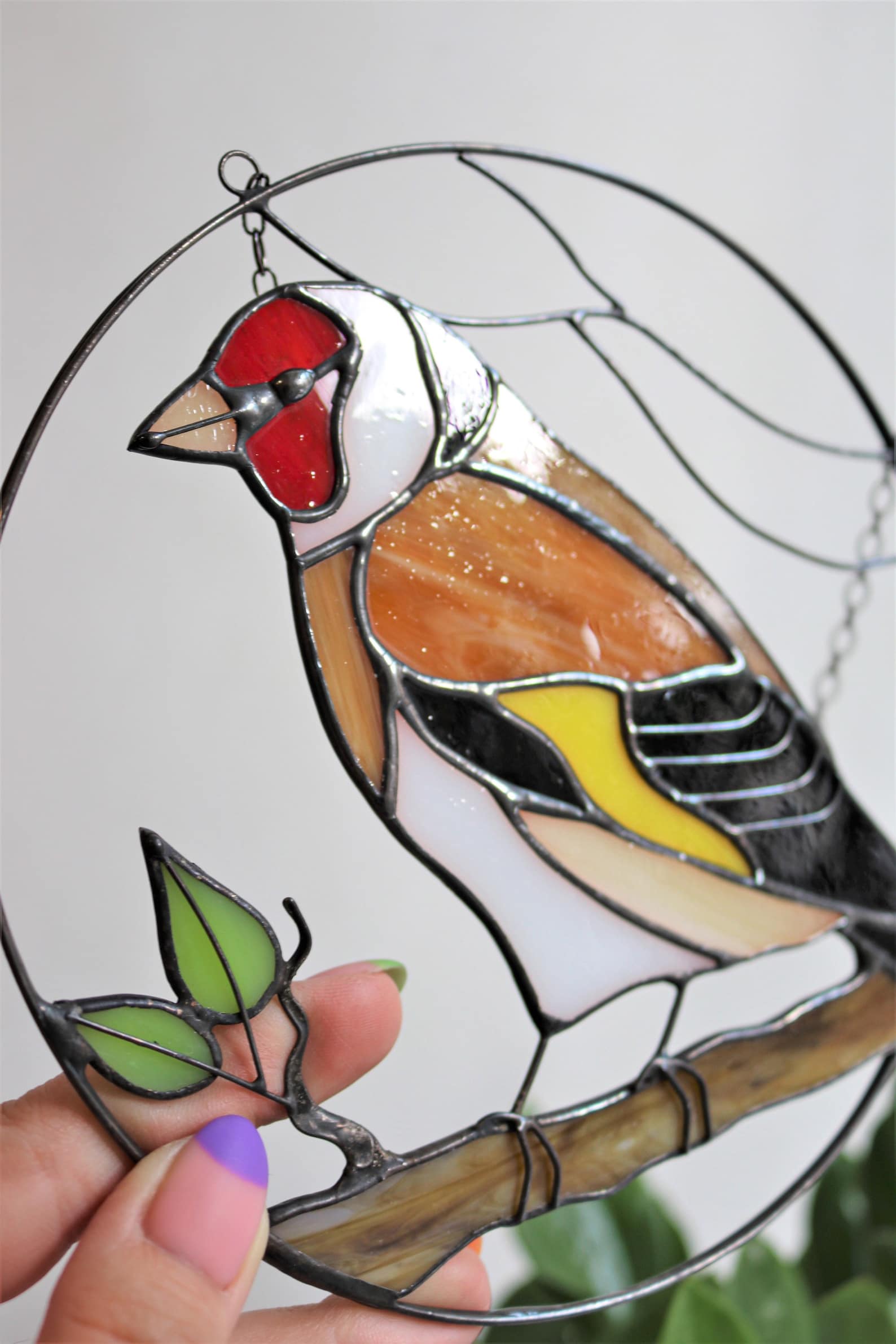 Stain Glass Suncatcher Bird Finch Chaffinch Home House Decor. | Etsy