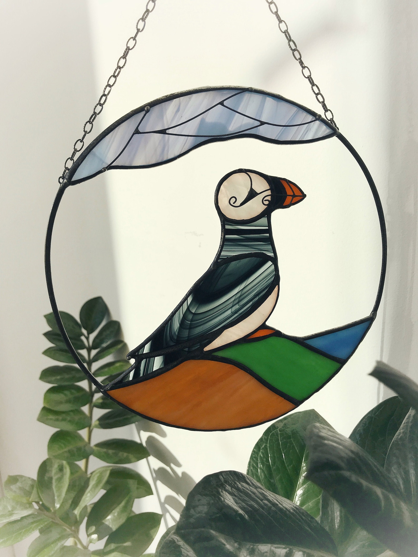 Puffin Bird Fratercula Suncatcher Home Decor Panel Nature Ornament ...