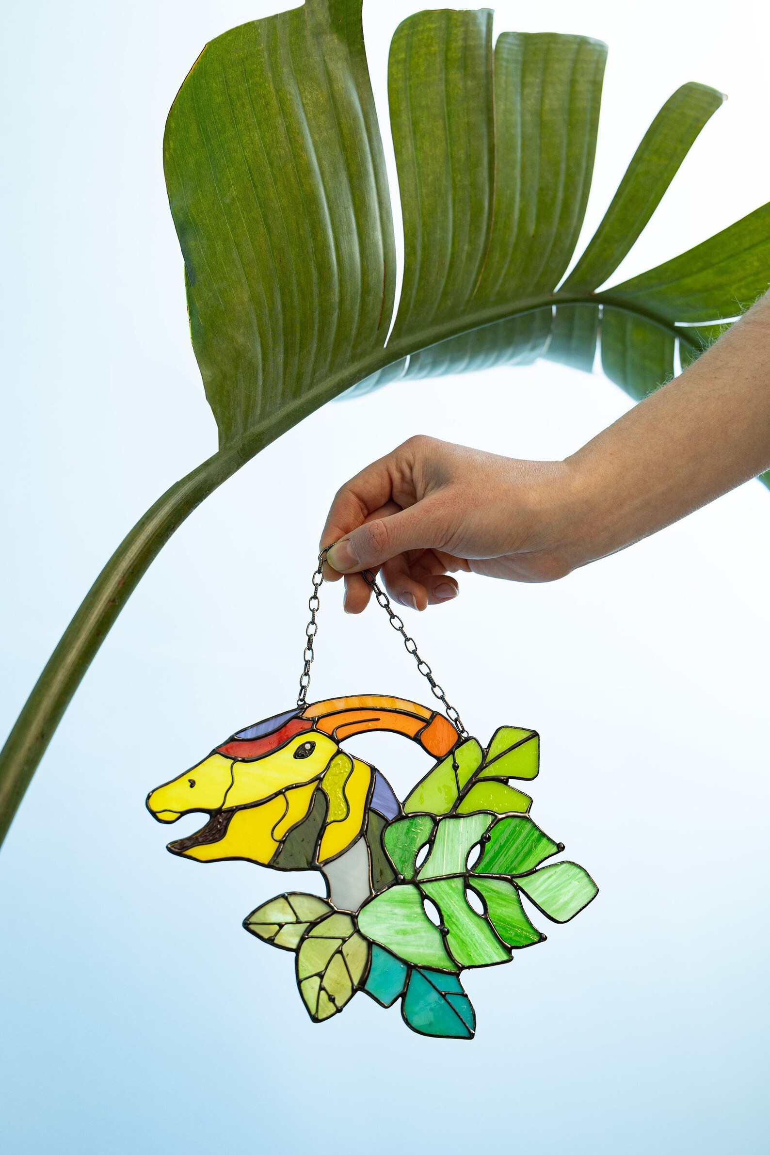 Suncatcher Dinosaur Parasaurolophus Stained Glass Nature - Etsy