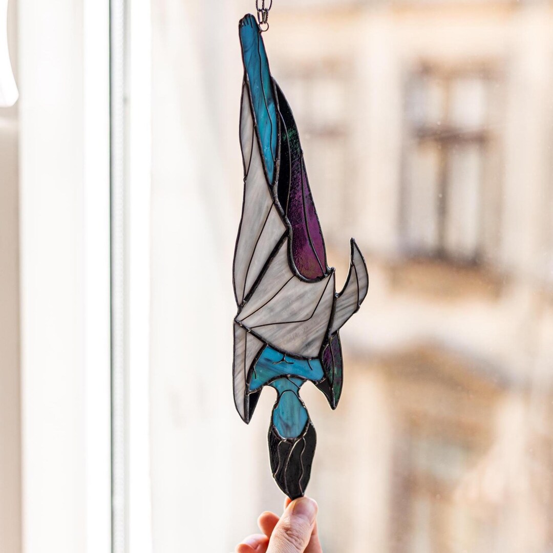 Gothic Stained Glass Vampire Suncatcher, Window Hanging Halloween Home ...