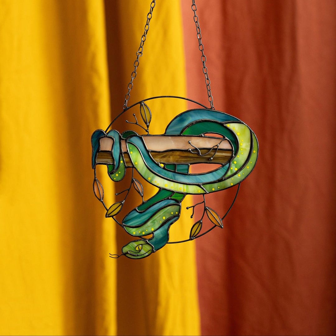 Stained Glass Art Suncatcher Viper. Animal Snake Serpent Home Asp. Wall ...