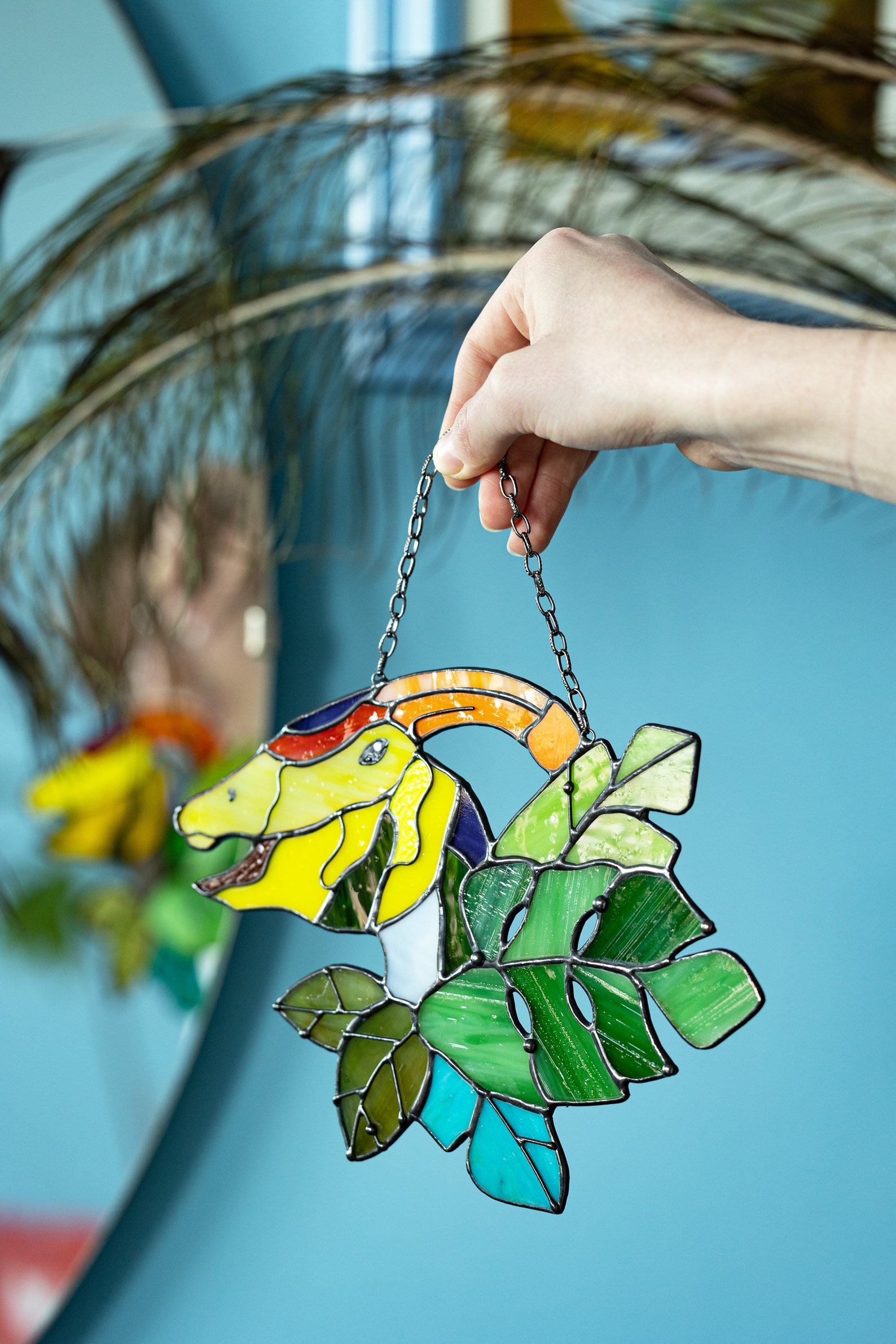 Suncatcher Dinosaur Parasaurolophus Stained Glass Nature - Etsy