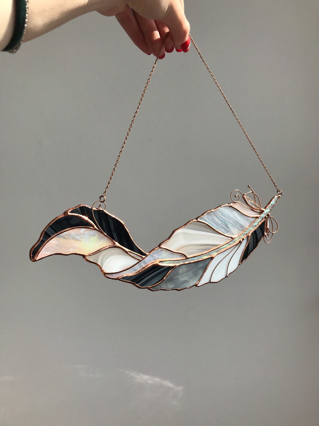 Gray Wall Hangings Feathers Light Cling Pendant Plumage Suspender ...