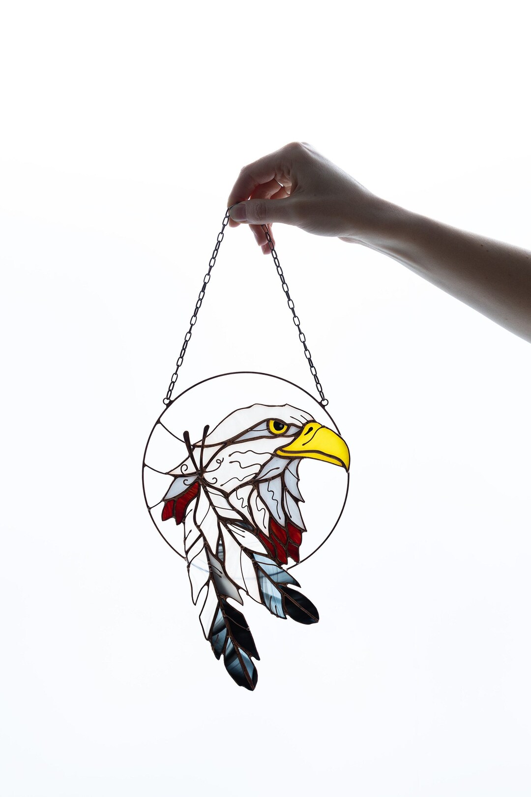 Suncatcher Hawk Stained Glass Bird Home Decor Spooky Ornament - Etsy