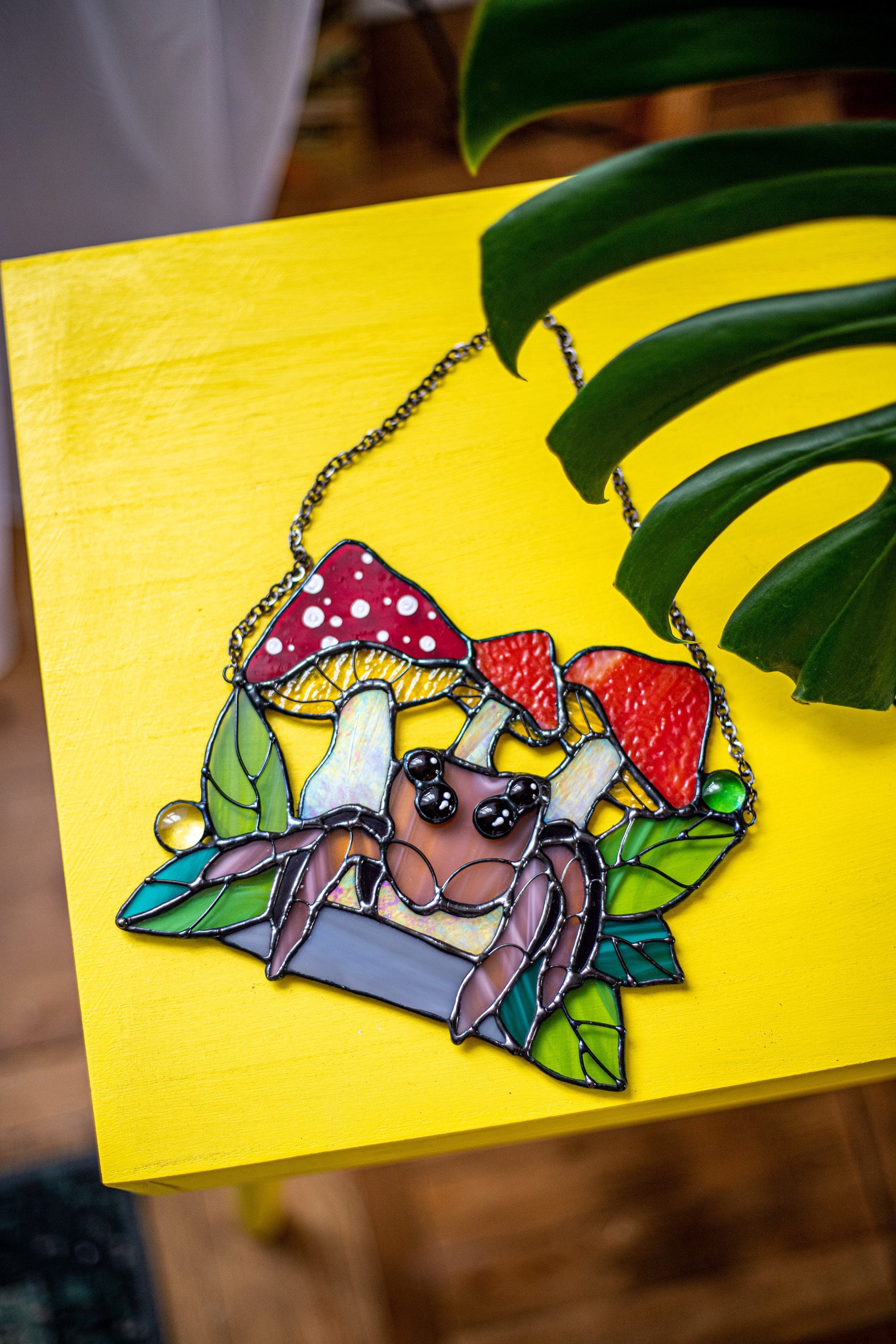Suncatcher Bird Eater Fly Agaric Stain Glass Amanita Horror Picture ...