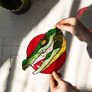 Stained Glass Suncatcher Crocodile. Alligator Animal. Home House. Wall ...