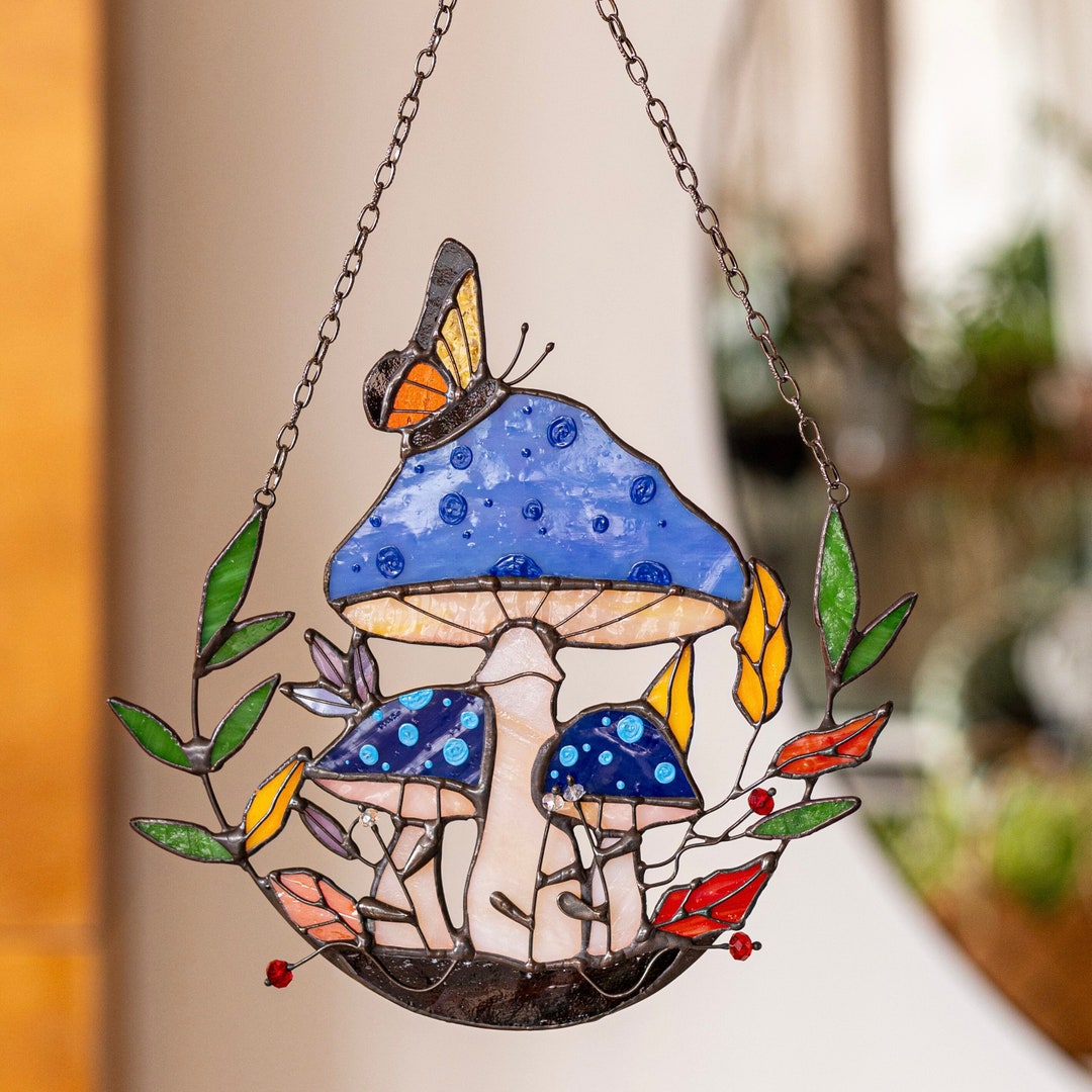 Stained Glass Fly Agaric Mushroom With Ladybug. Mothers Day Gift Idea ...