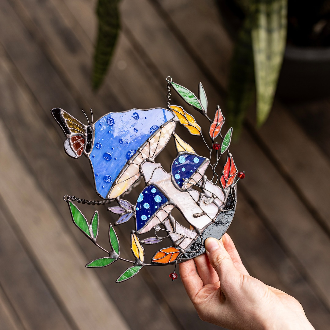 Stained Glass Fly Agaric Mushroom With Ladybug. Mothers Day Gift Idea ...