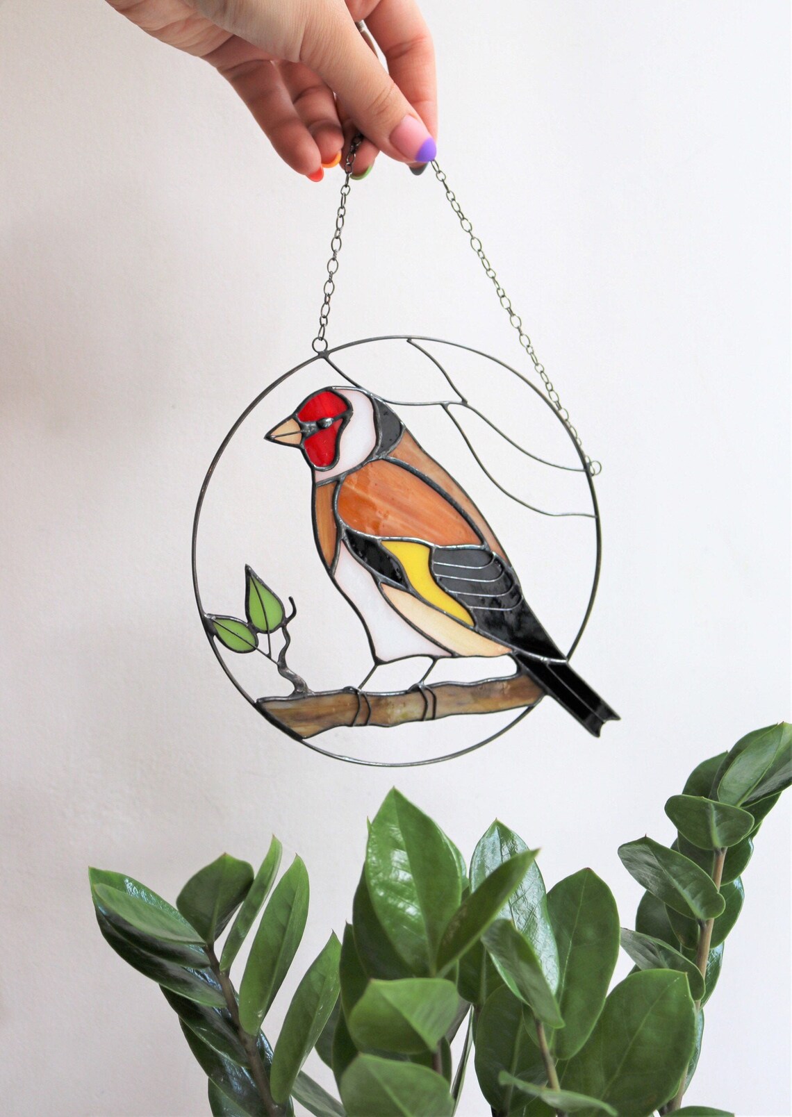 Stain Glass Suncatcher Bird Finch Chaffinch Home House Decor. Nature ...