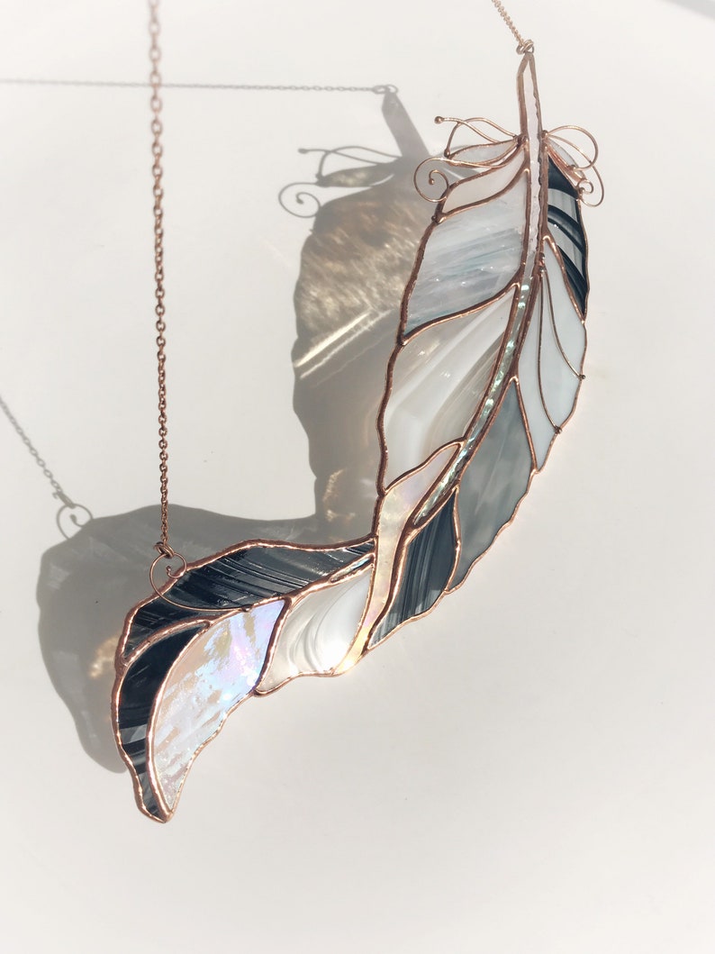 Gray Wall Hangings Feathers Light Cling Pendant Plumage | Etsy