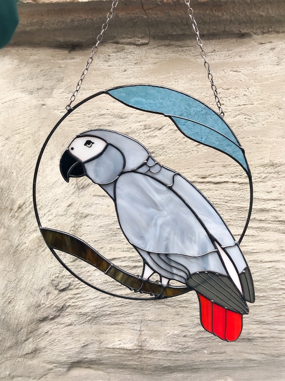 Gray Parrot Sun Catcher Bird. Panel House Decor Nature | Etsy