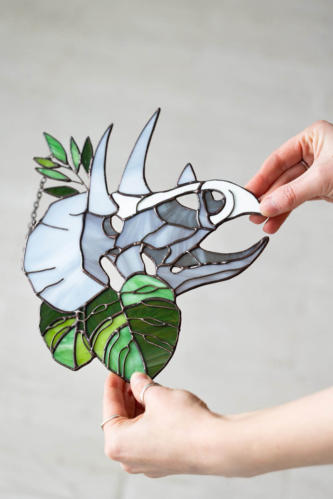 Stained Glass Skull Dinosaur Window Hangings Glass Art - Etsy