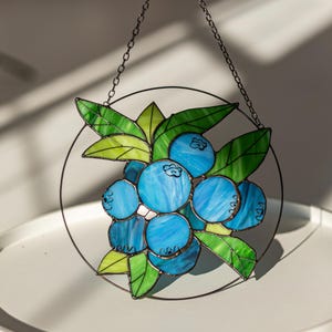 Blueberry Fruit Real Glass Suncatcher | New Home Spring Decor Panel ...