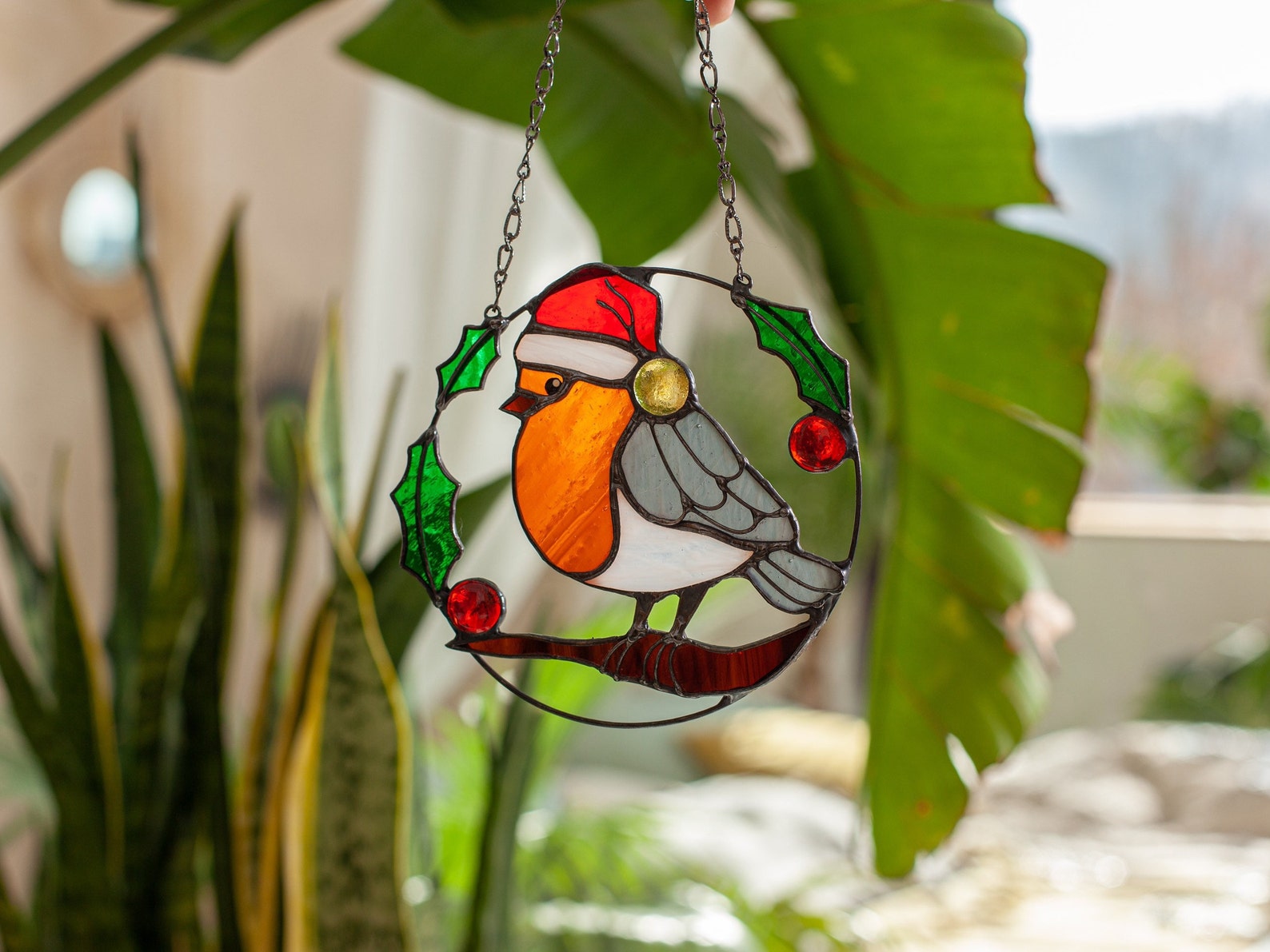 Stain Glass Bird Finch Chaffinch Suncatcher Window Wall Hangings Home ...