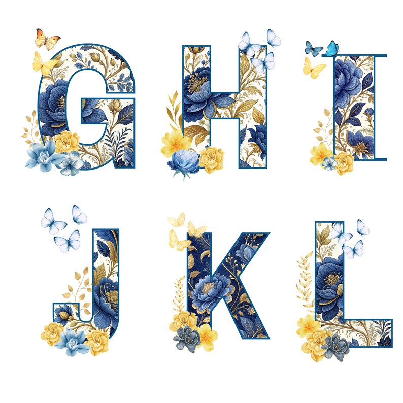 Floral Alphabet Letter Clipart Bundle - 26 PNG High Resolution 300dpi ...