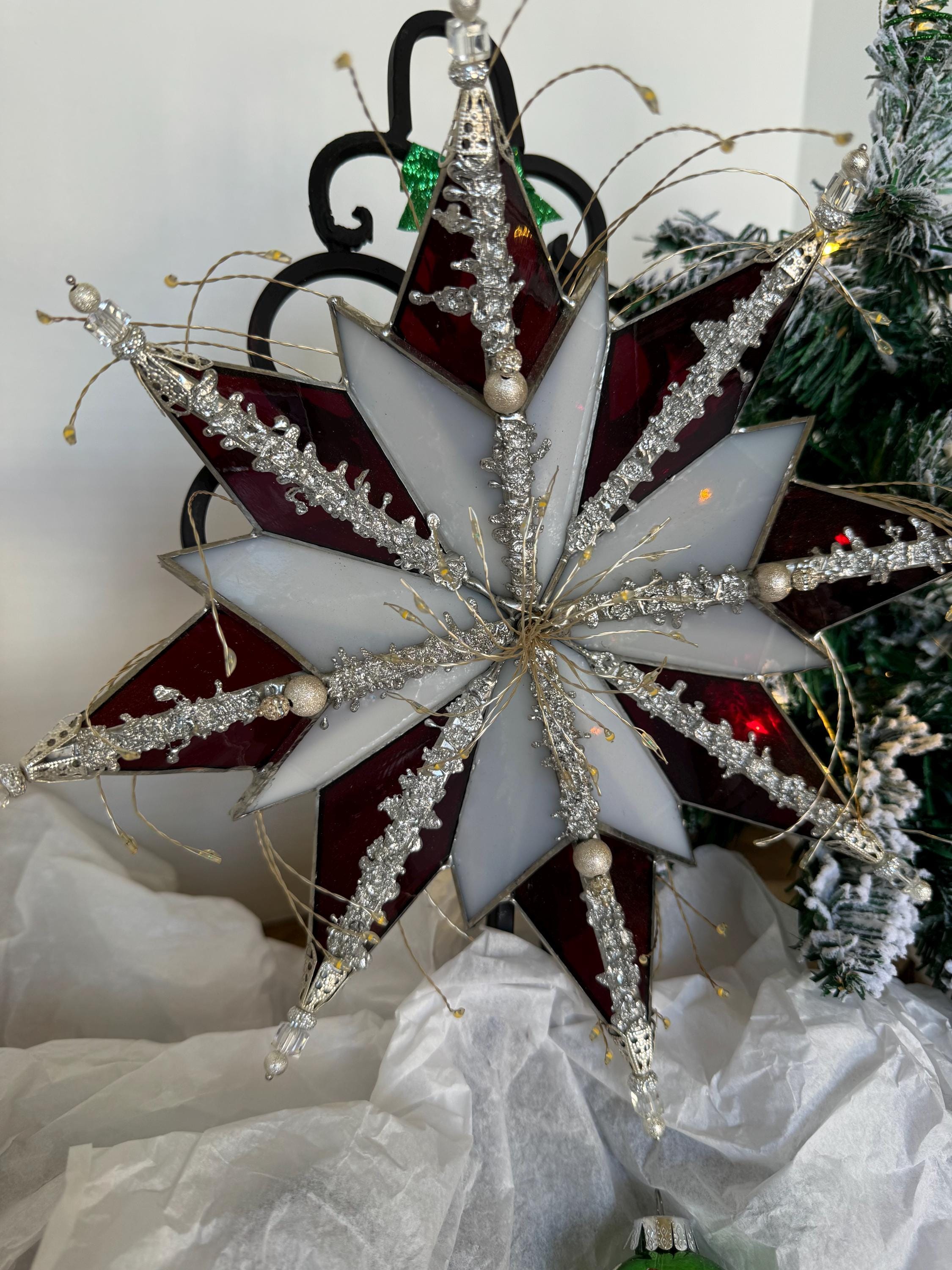 Red/whitechristmas Tree Topper - Etsy