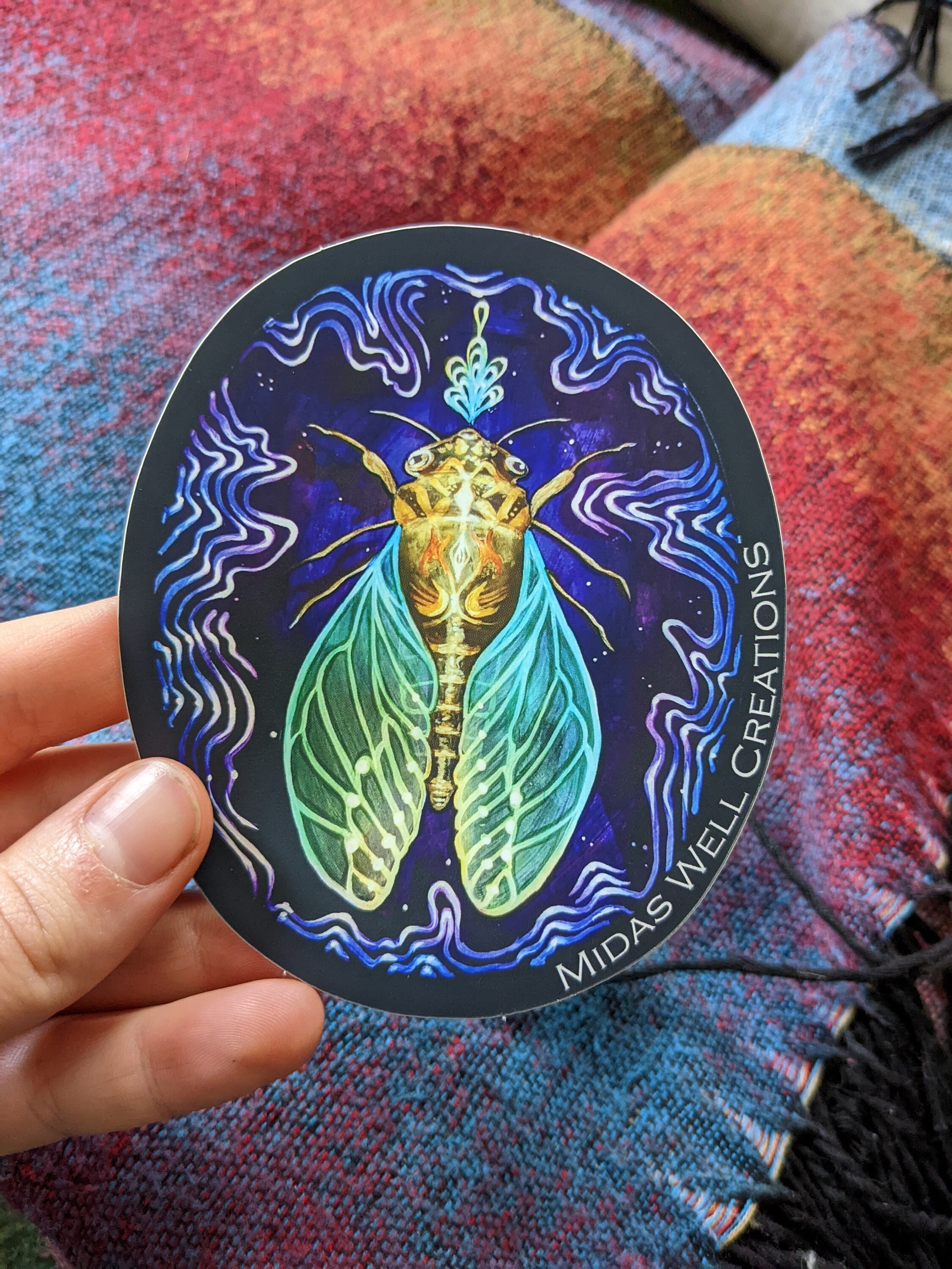 Psychedelic Cicada Sticker, Vinyl Sticker by Midas Well Creations ...