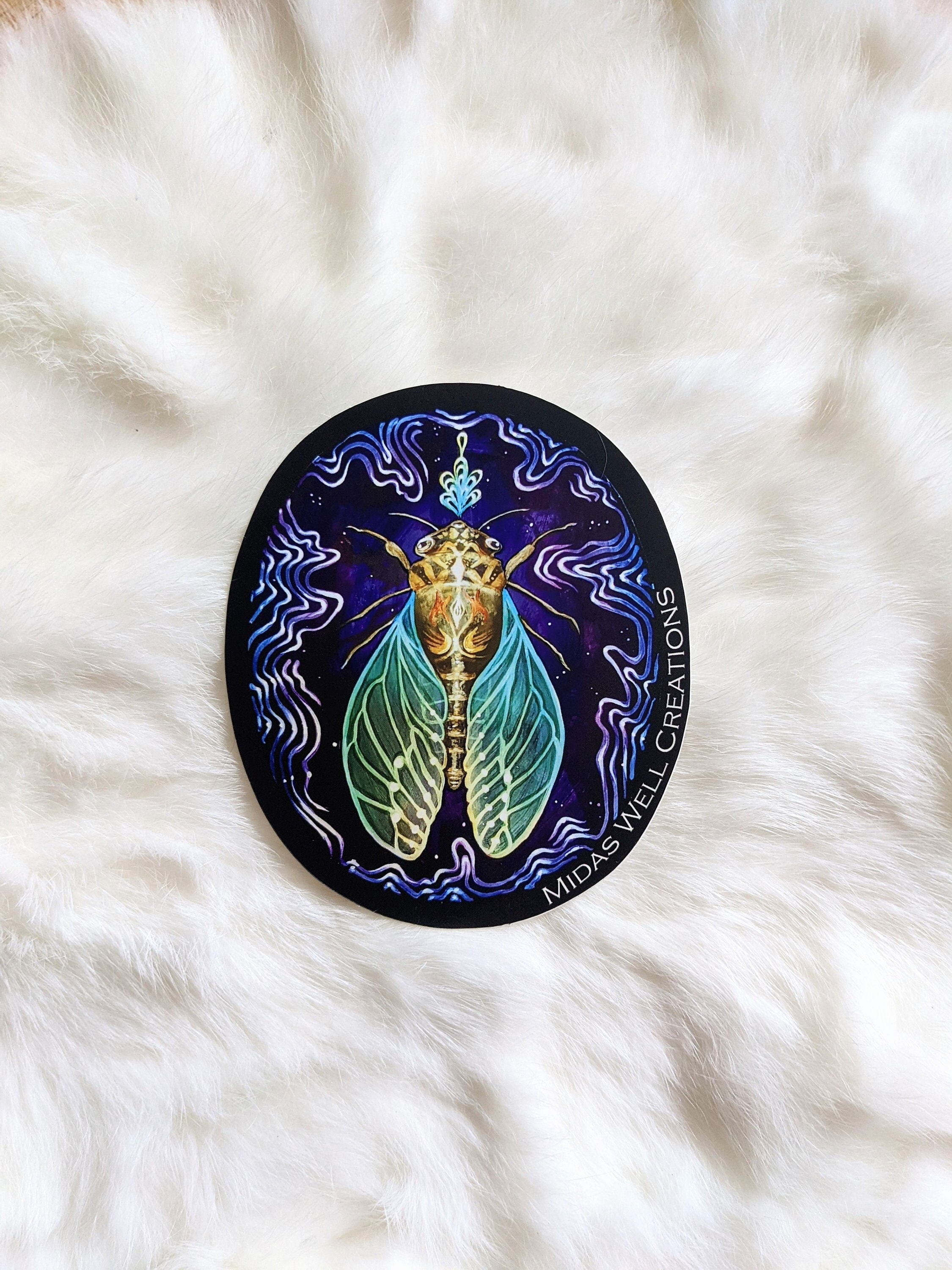 Psychedelic Cicada Sticker, Vinyl Sticker by Midas Well Creations ...