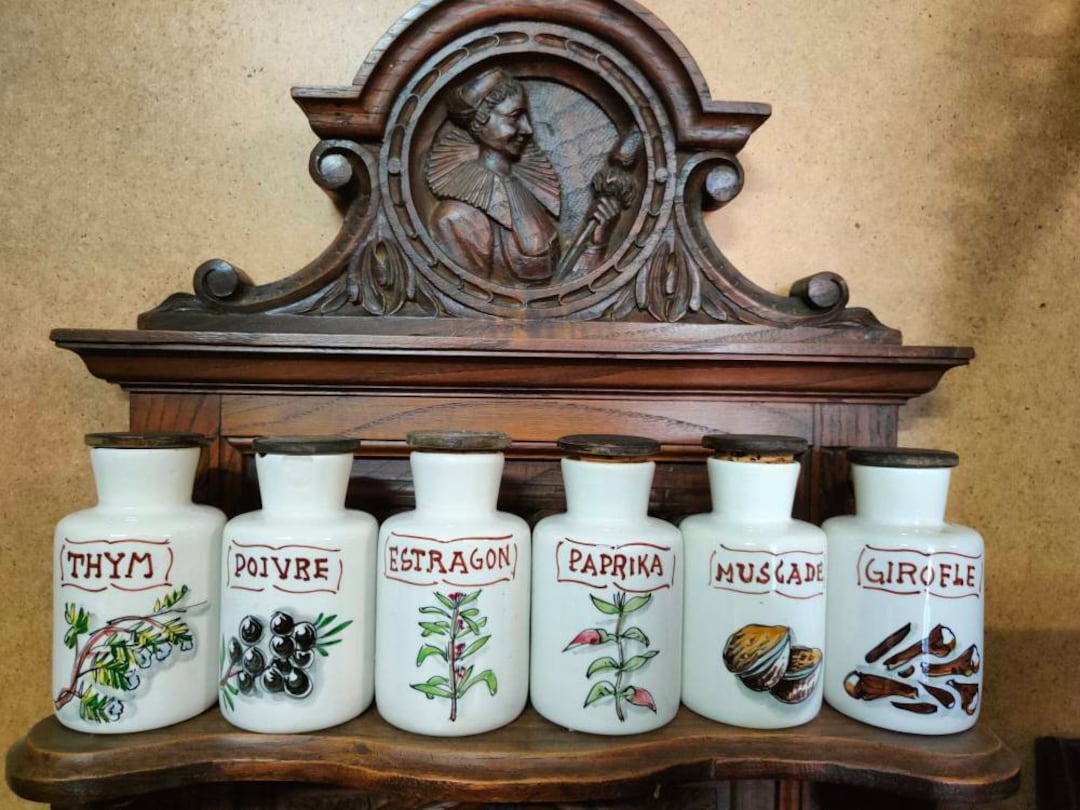 Six Vintage Ceramic Spice Jars Hand-painted 1920 M.N.C. Italy - Etsy