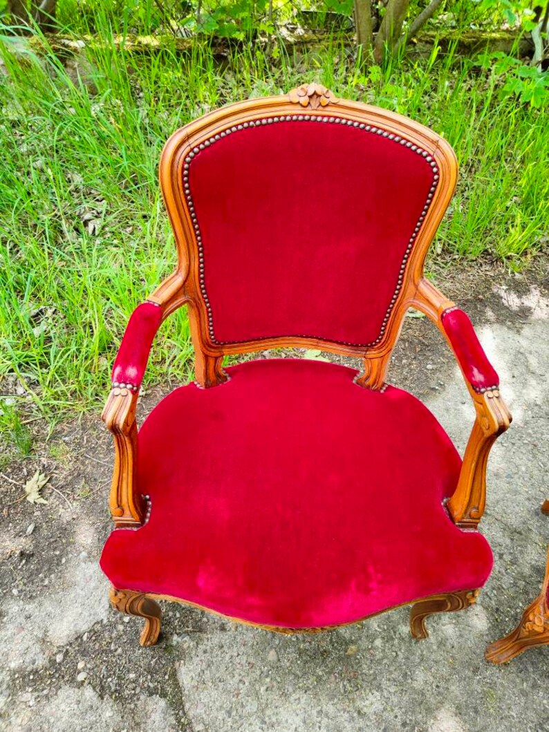Stunning French Louis XVI Armchair C.1950 Red Velvet Carved Beech ...