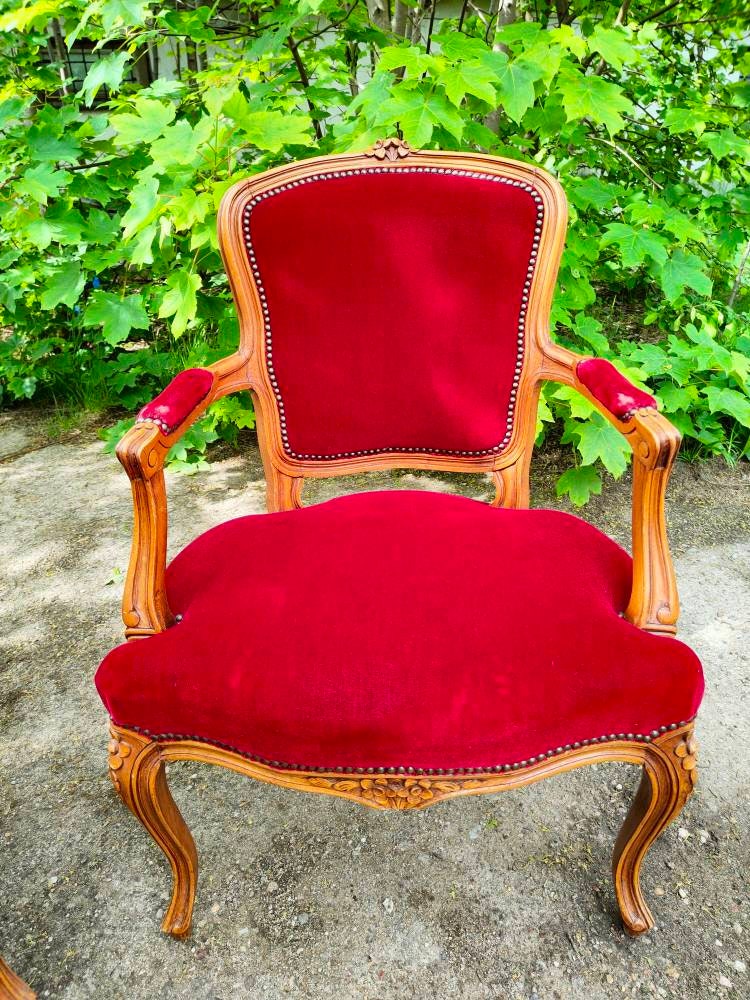 Red Velvet Louis XV Convertible Chair - Etsy