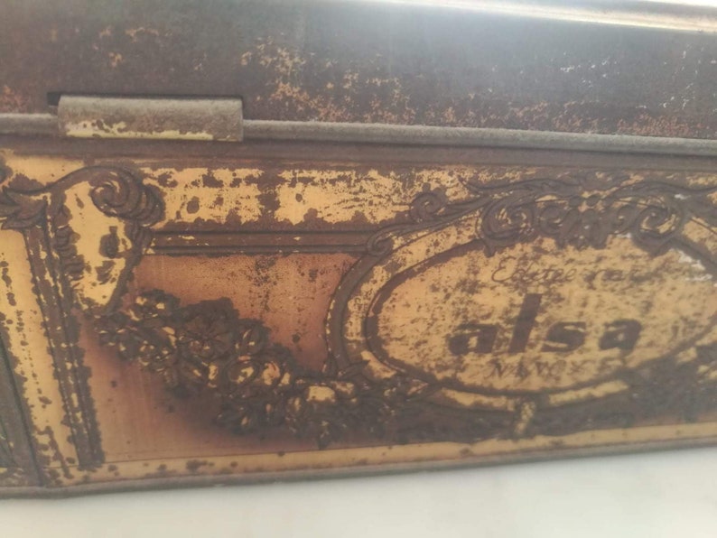 Antique French Chocolatier Tin Box of Candies With a Key 19th Century ...