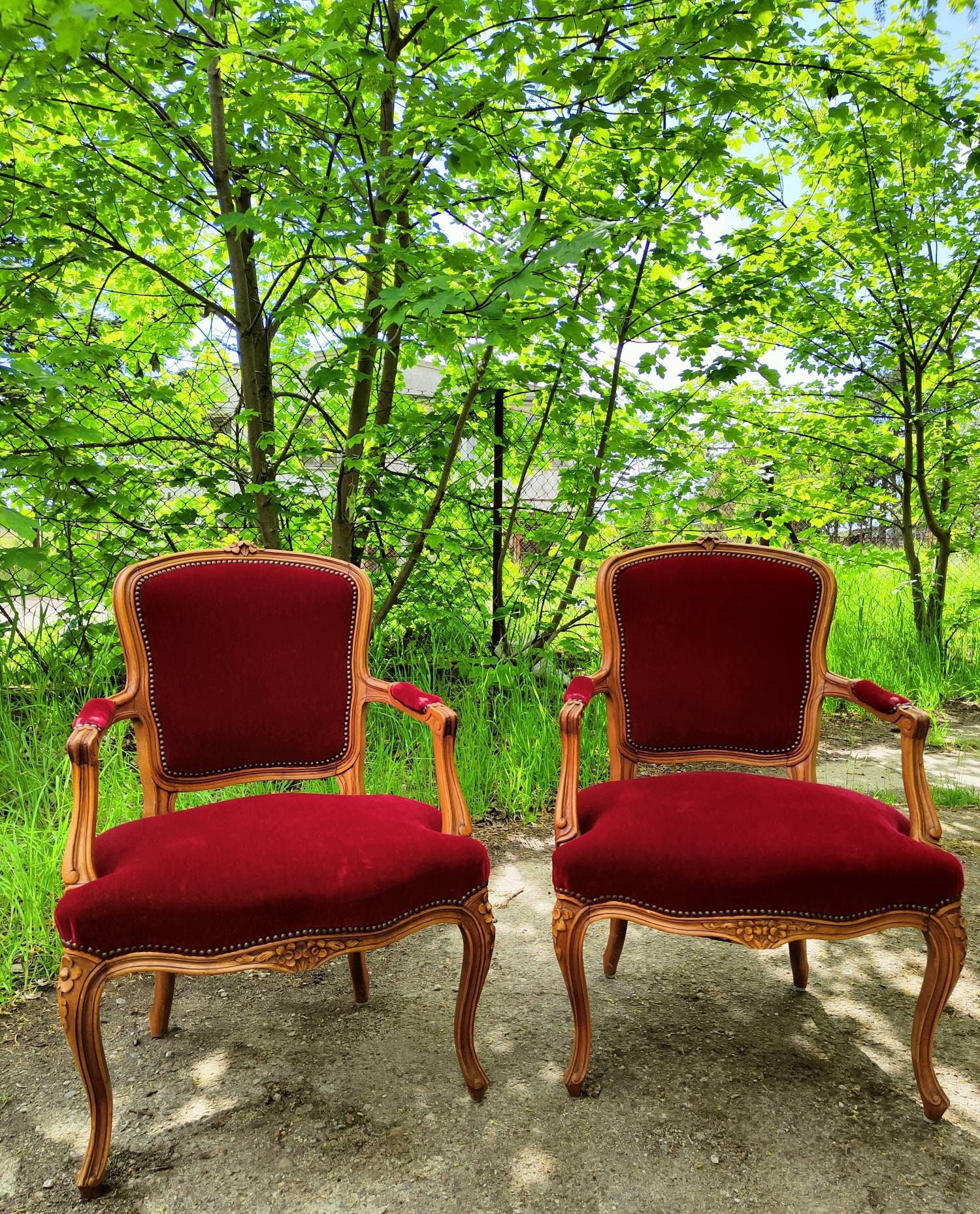 Red Velvet Louis XV Convertible Chair - Etsy