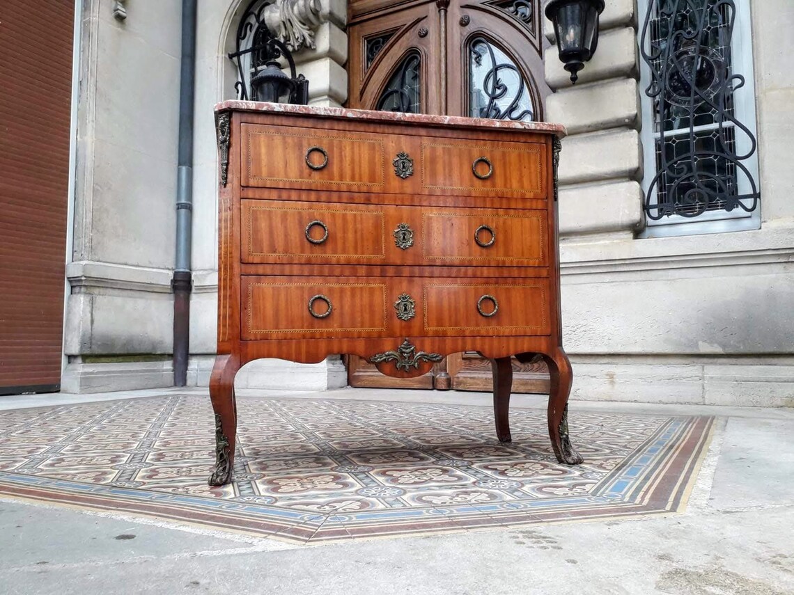 French Eclectic Chest of Drawers With a Marble Top from the | Etsy