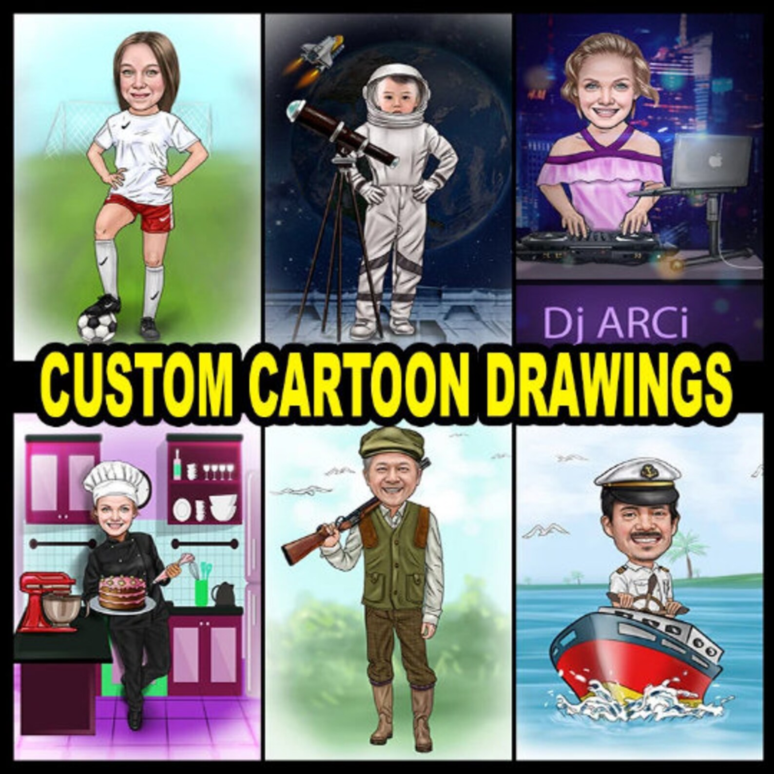 Custom Caricature Cartoon Drawing From Photo DIGITAL - Etsy