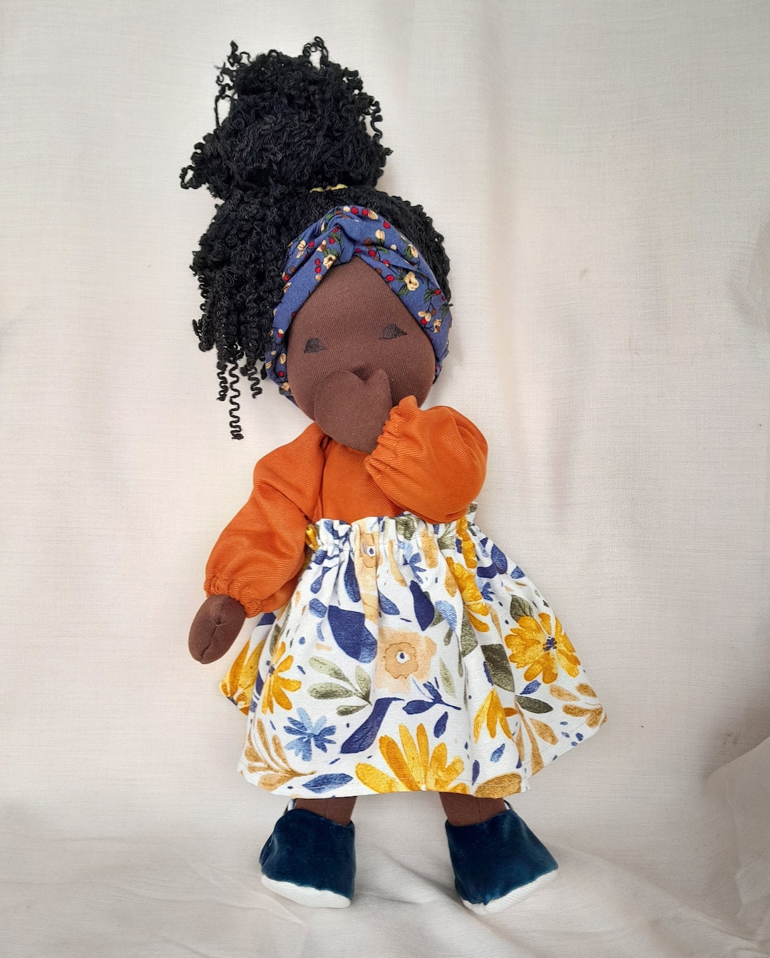 Black Waldorf Doll, African American Doll, Handmade Brown Skin Doll ...