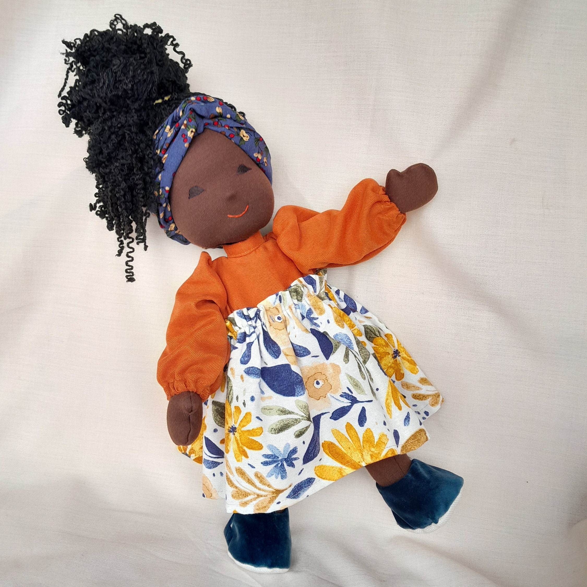Black Waldorf Doll, African American Doll, Handmade Brown Skin Doll ...