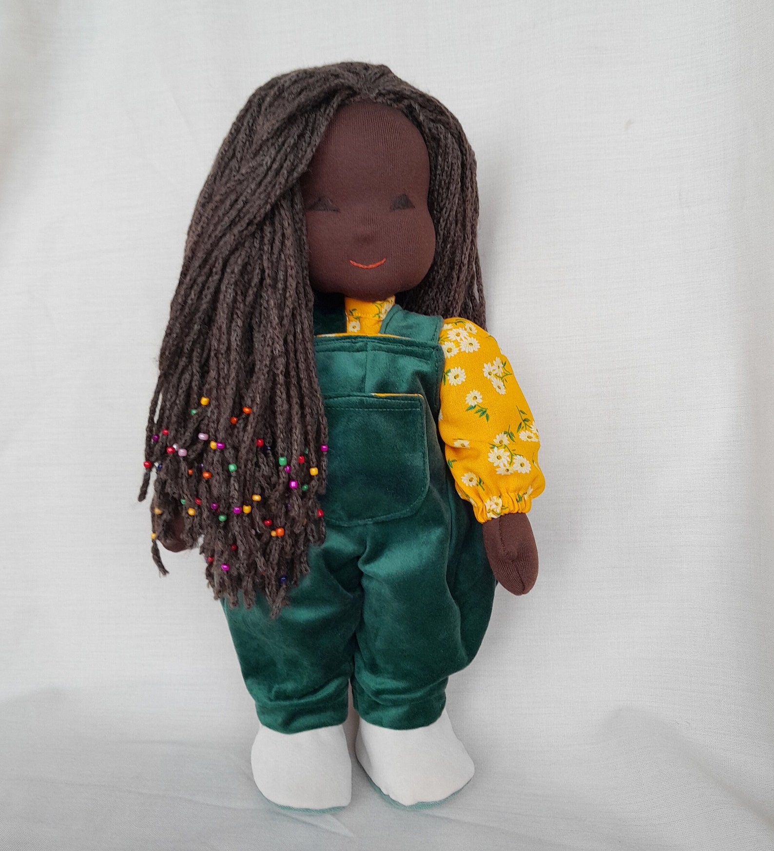 Black Doll With Braids, African American Waldorf Doll, Handmade Brown ...