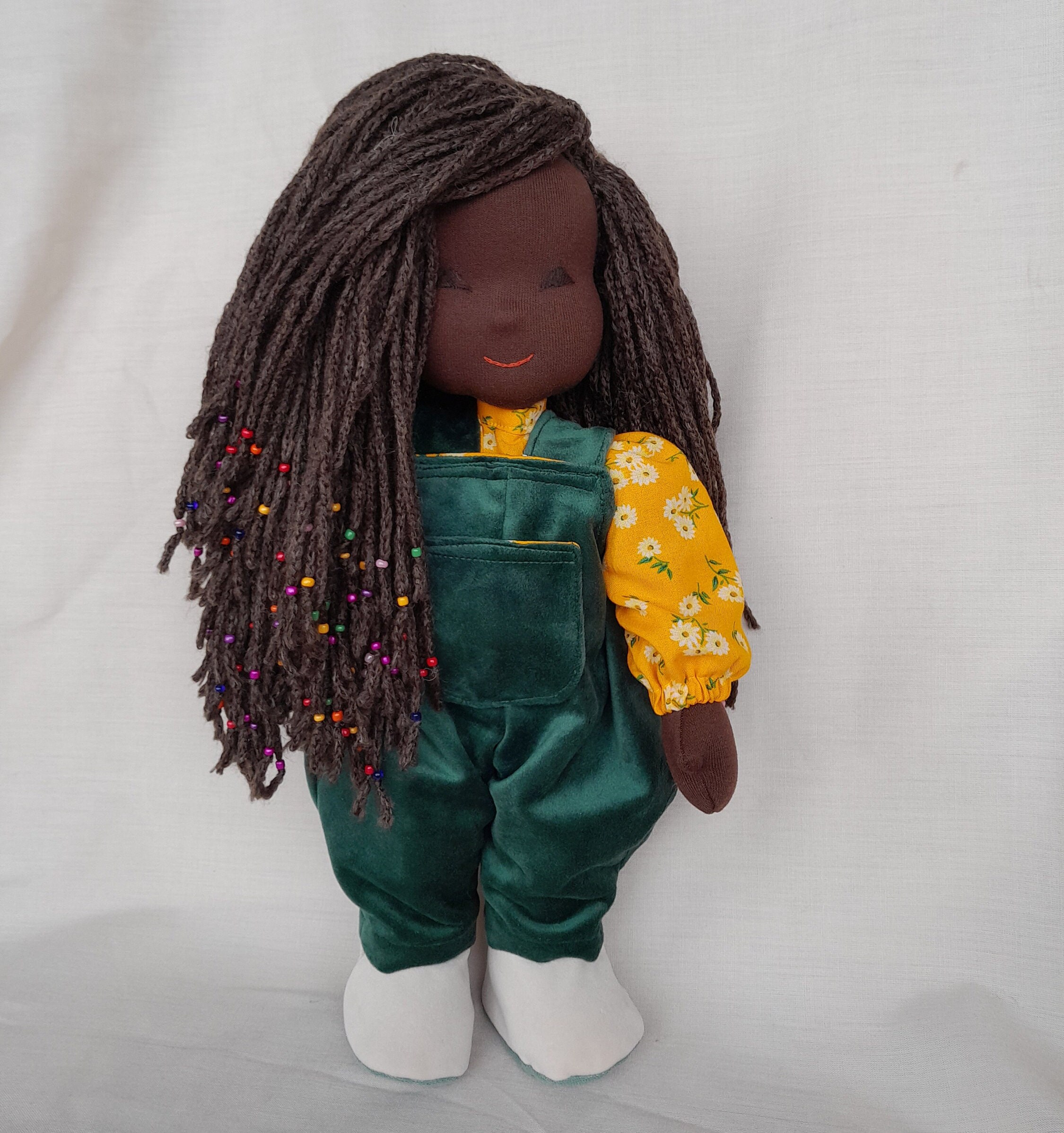 Black Doll With Braids, African American Waldorf Doll, Handmade Brown ...