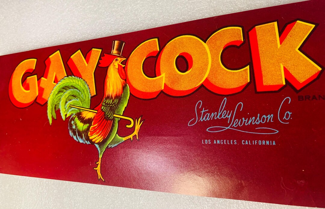 Label Litho Original Vintage Gay Cock Crate Lithograph Label 1950s ...