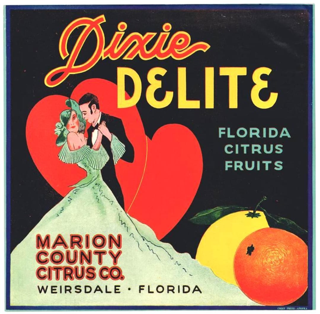 Label Litho Original Vintage Oranges Citrus Crate Lithograph Label ...