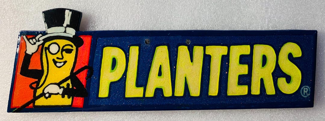 Advertising Sign / Ornament: Planters Peanuts, Hand Painted, Handmade ...