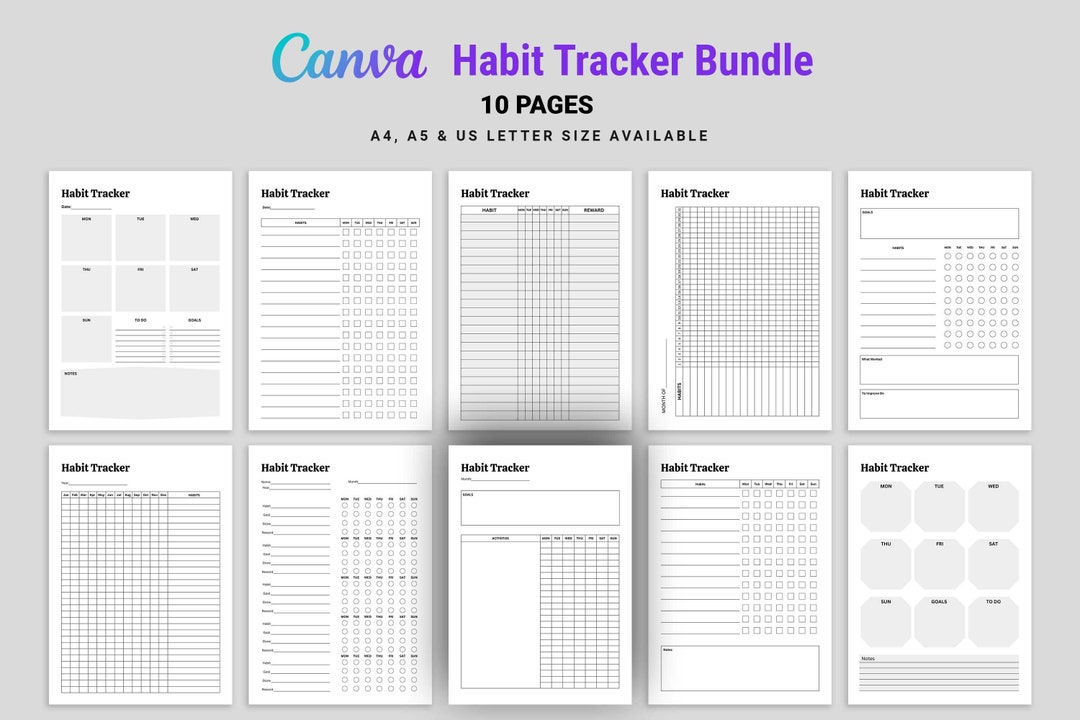 Canva Editable Habit Tracker, Instant Download Habit Tracker, Habit ...